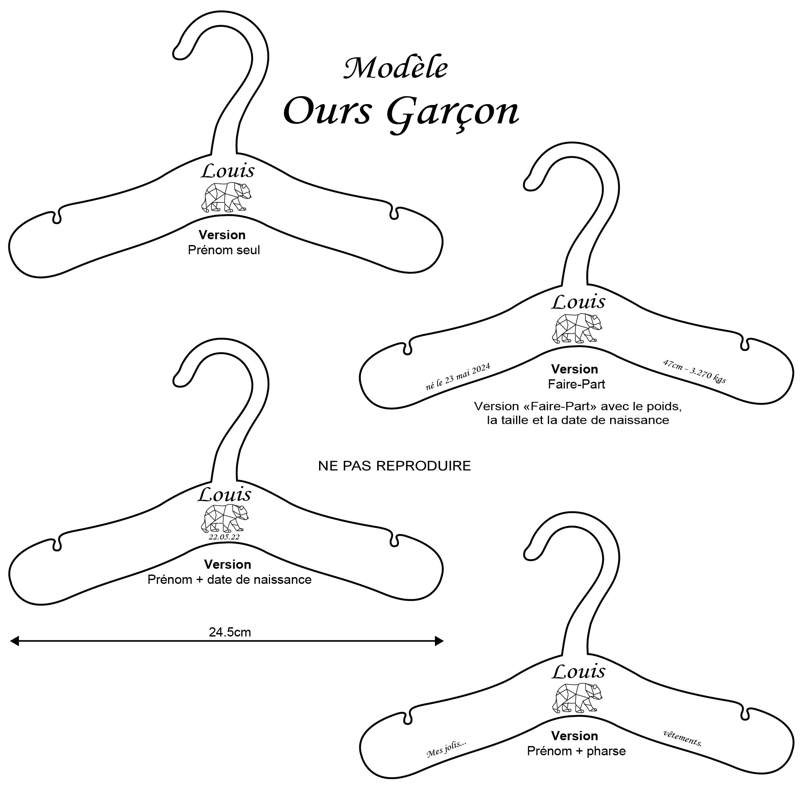 Cintres en bois avec prénom gravé sur cintre. Idée cadeau enfant / naissance / Baptême